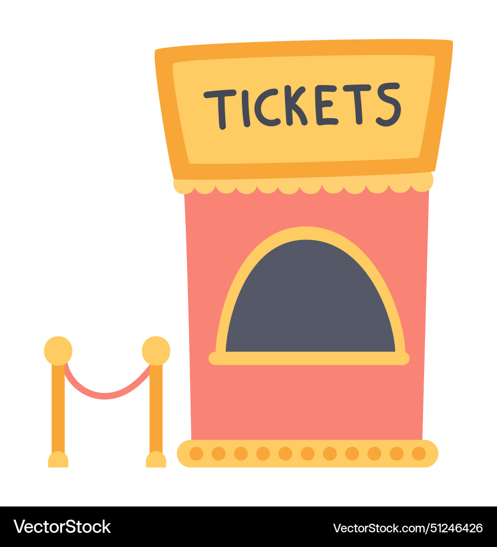 Ticket booth and entrance in flat design tickets Vector Image