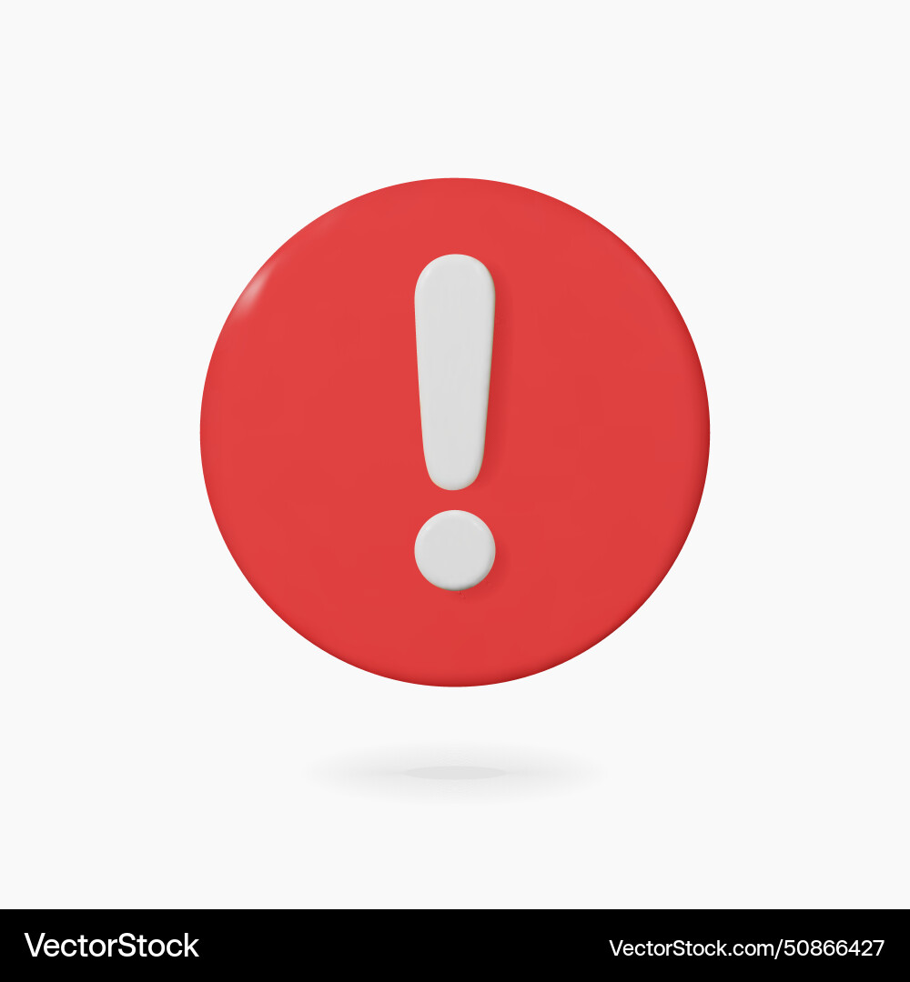 3d warning sign on red circle Royalty Free Vector Image