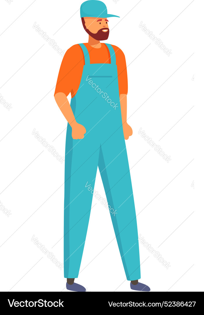 Confident repairman wearing overalls standing Vector Image