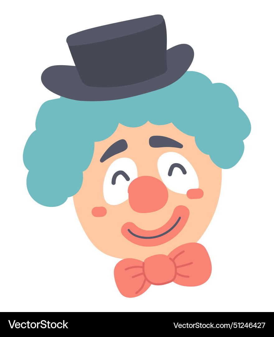 Cute clown in hat flat design comical head Vector Image