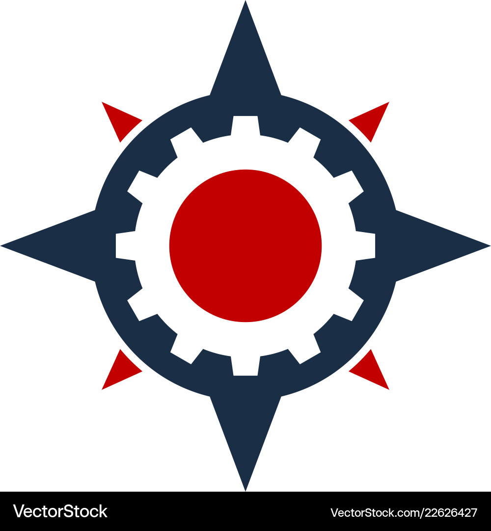 Gear Compass Logo - Navigation & Direction Vector Image