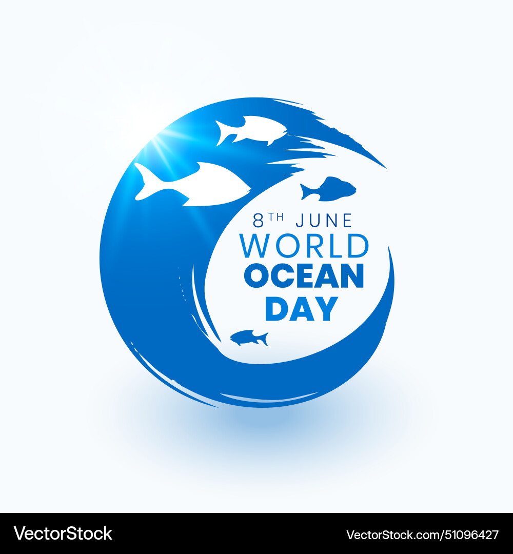 June 8th international ocean day poster Royalty Free Vector