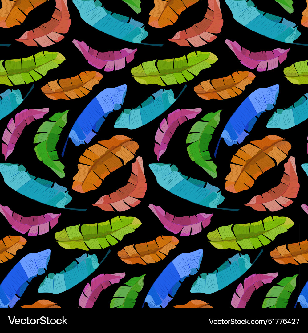 Pattern with multi-colored palm leaves Royalty Free Vector