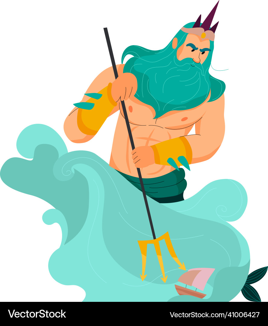Poseidon cartoon Royalty Free Vector Image - VectorStock