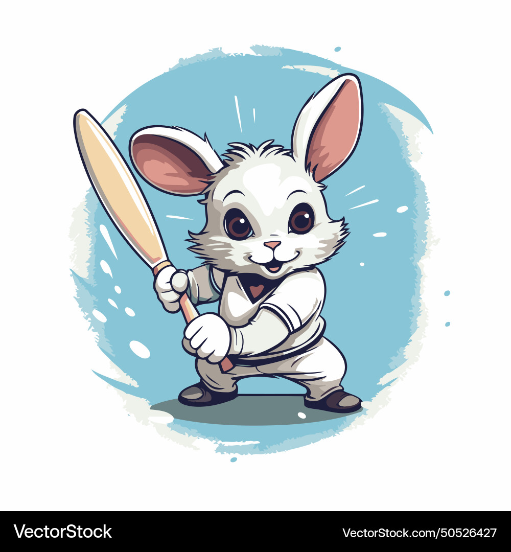Rabbit baseball mascot with a bat Royalty Free Vector Image