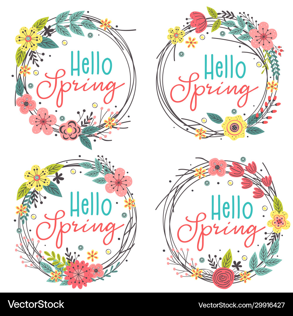 Set isolated spring floral frames Royalty Free Vector Image