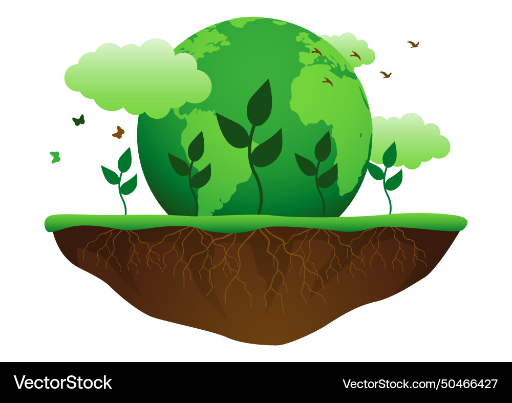 Sustainability earth reforestation Royalty Free Vector Image