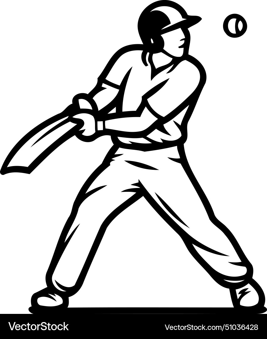 A cricket player batsman batting with ball viewed Vector Image