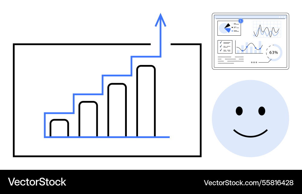 Balkendiagramm mit nach oben Pfeil Analyse Dashboard