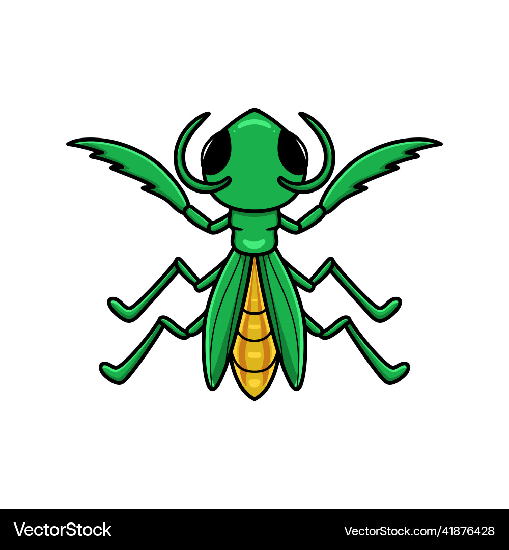 Cute little mantis cartoon character Royalty Free Vector