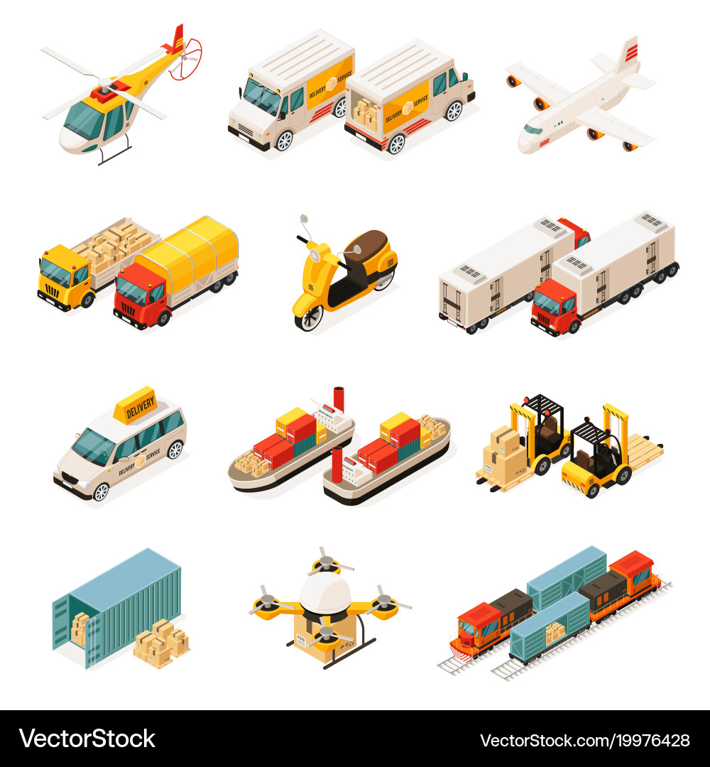 Isometric Transportation Icons Royalty Free Vector Image
