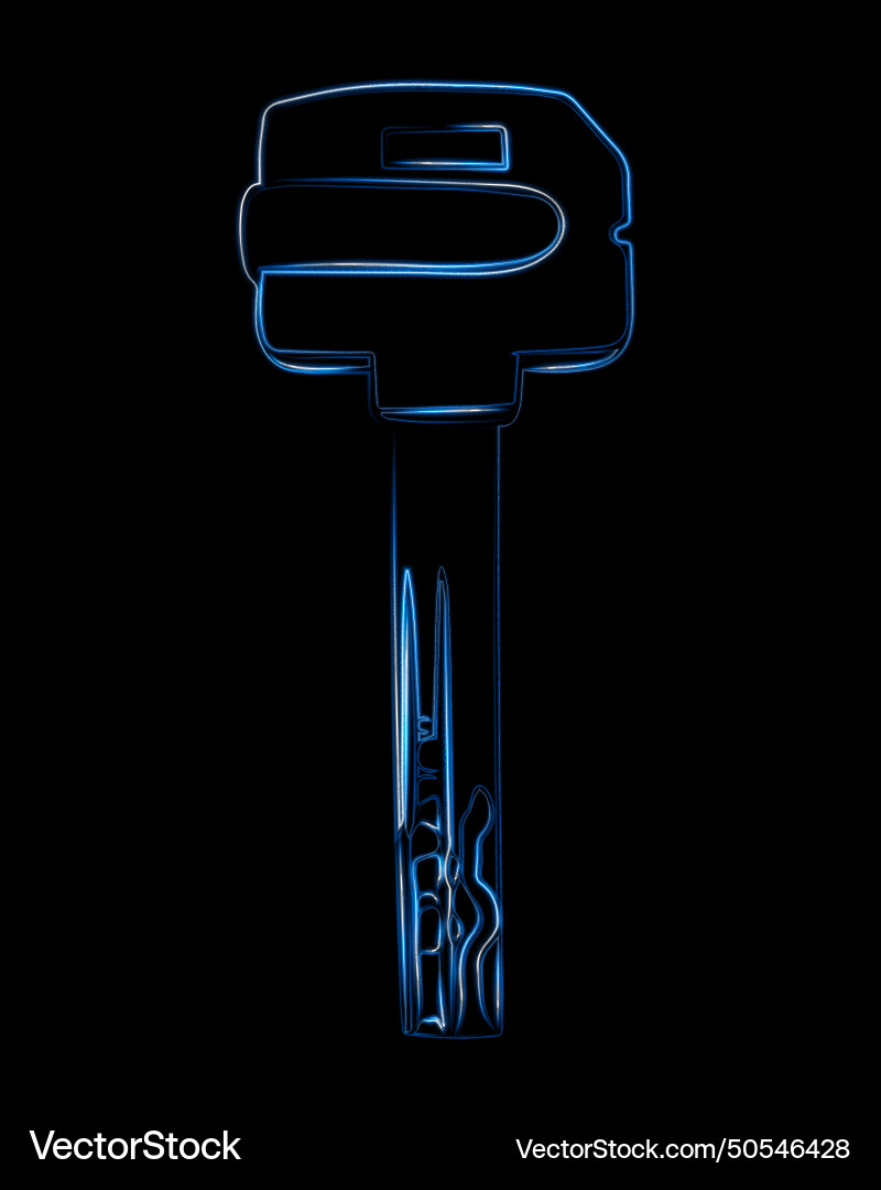 Key with neon effect Royalty Free Vector Image