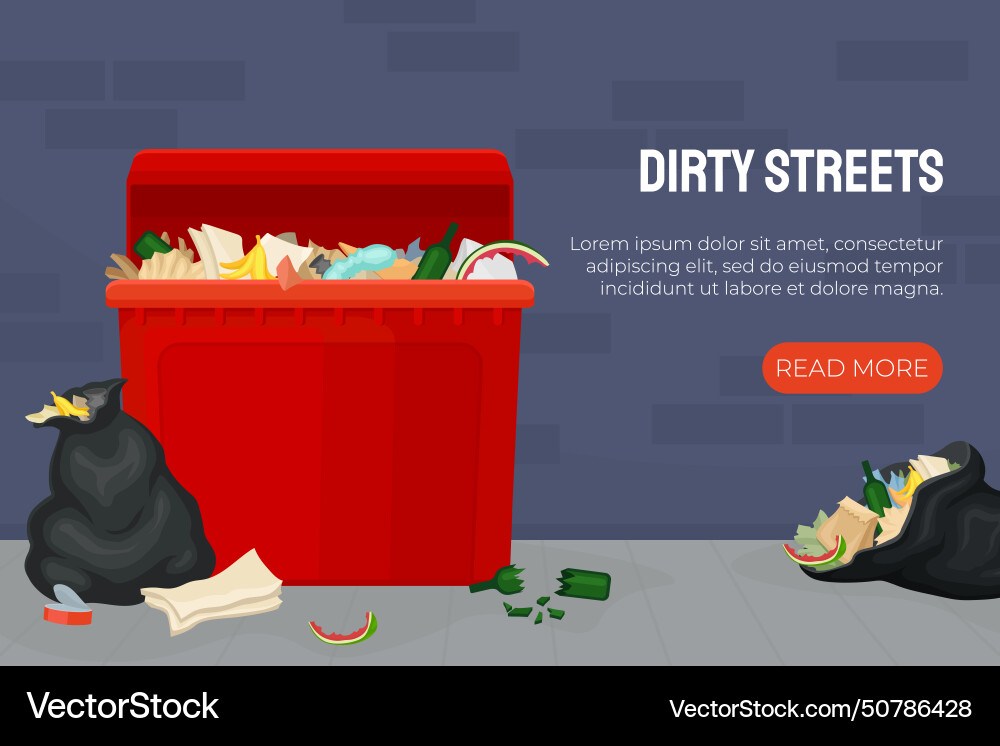 Street trash and garbage banner design Royalty Free Vector