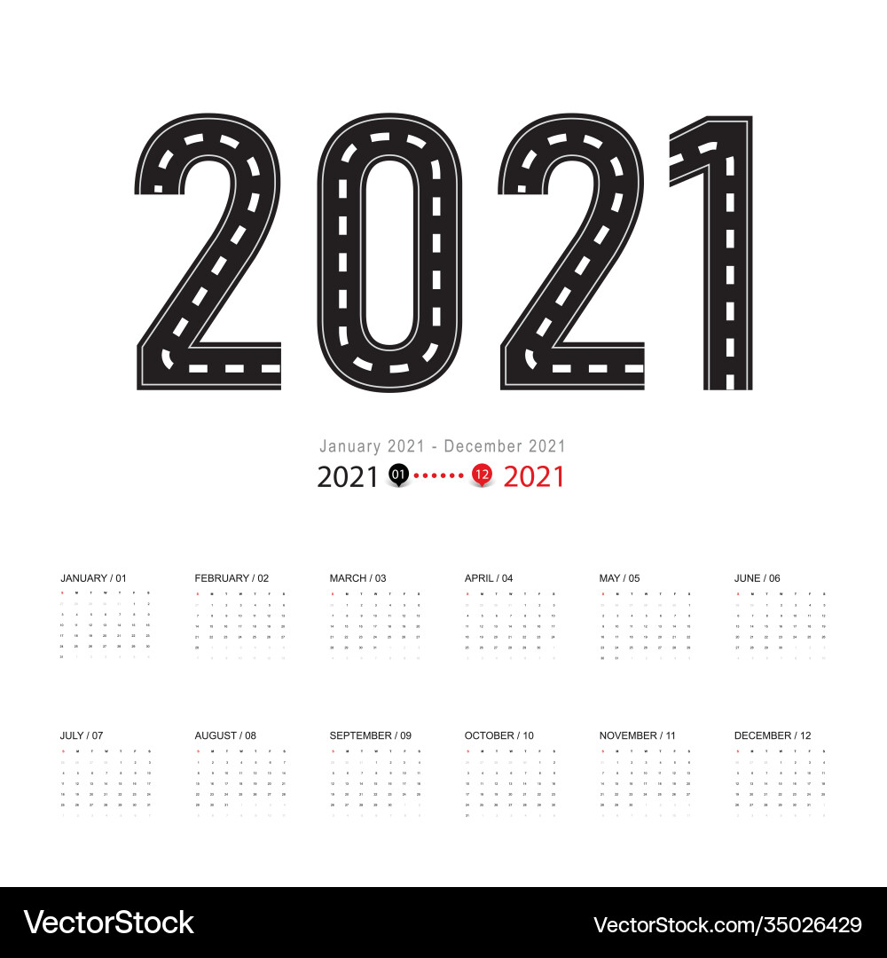 2021 calendar planner set for template design iso Vector Image