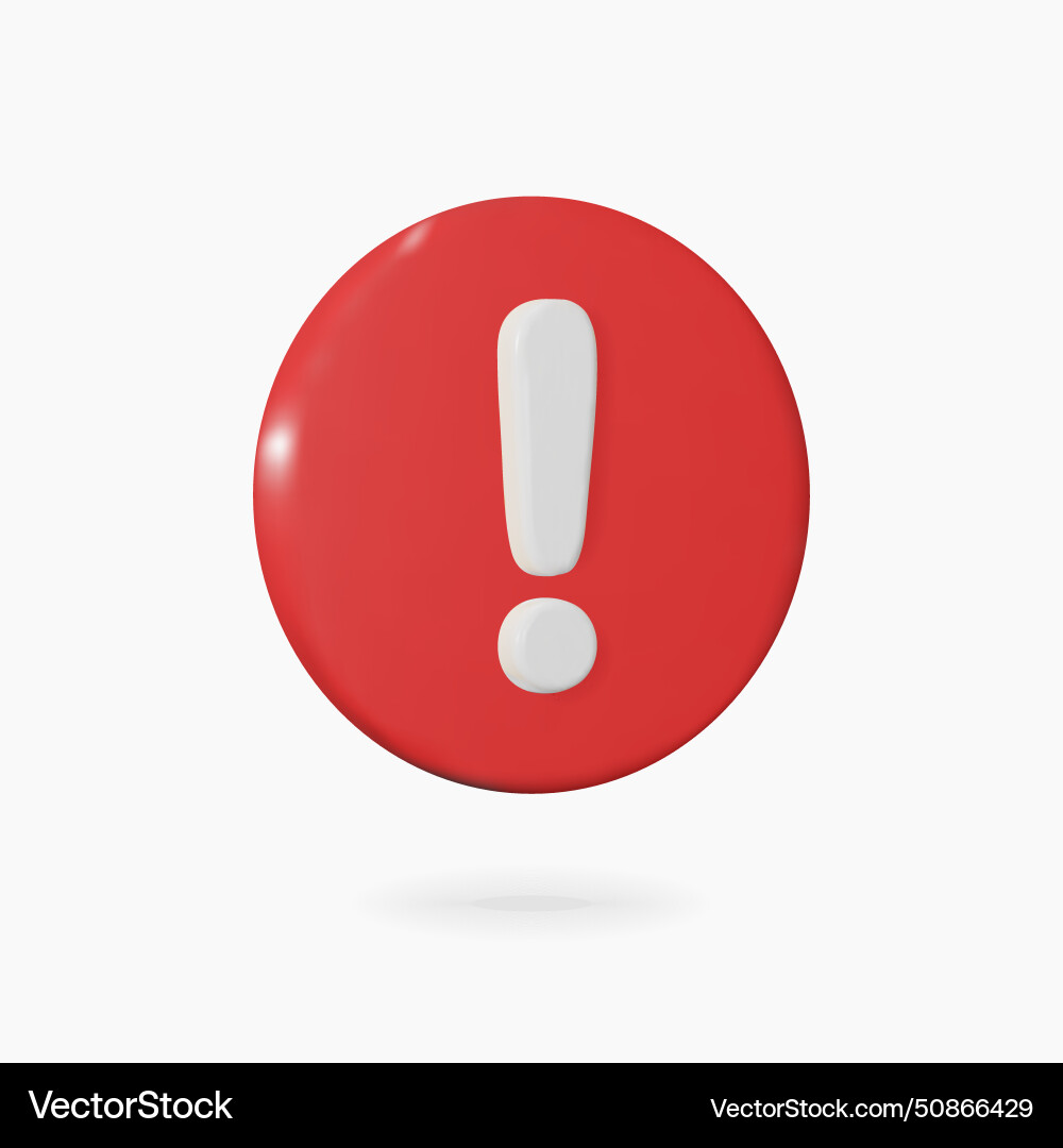 3d warning sign on red circle Royalty Free Vector Image