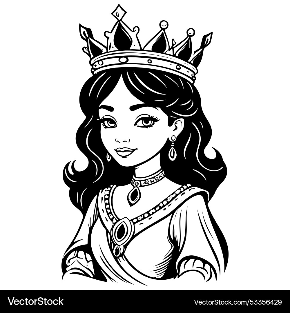 Cartoon queen crown drawing outline line Vector Image