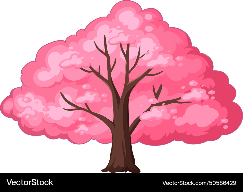 Cartoon-style tree with vibrant pink foliage Vector Image