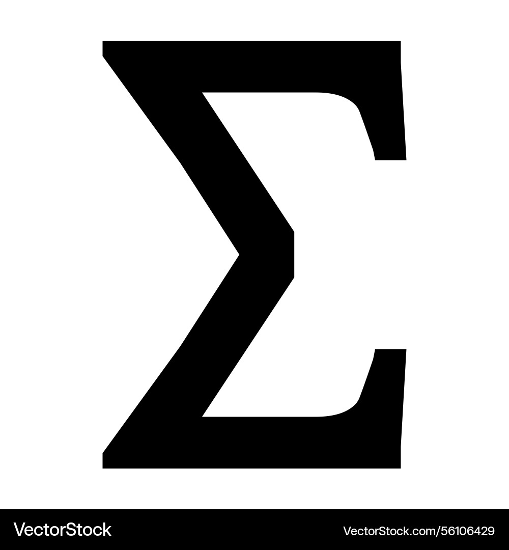 Clean sigma letter icon bold greek symbol on white