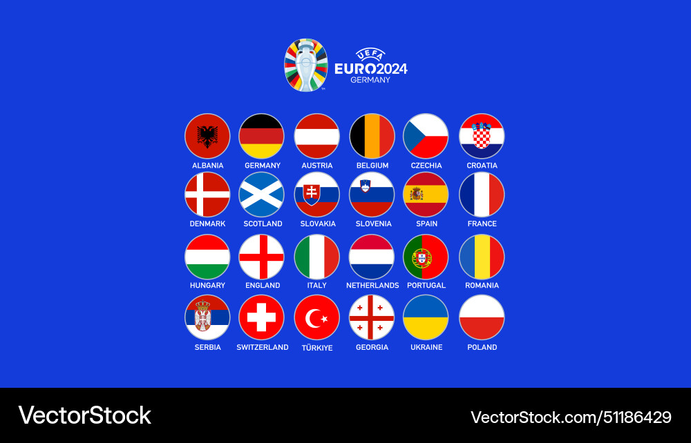 Euro 2024 germany flags emblem design with symbol Vector Image
