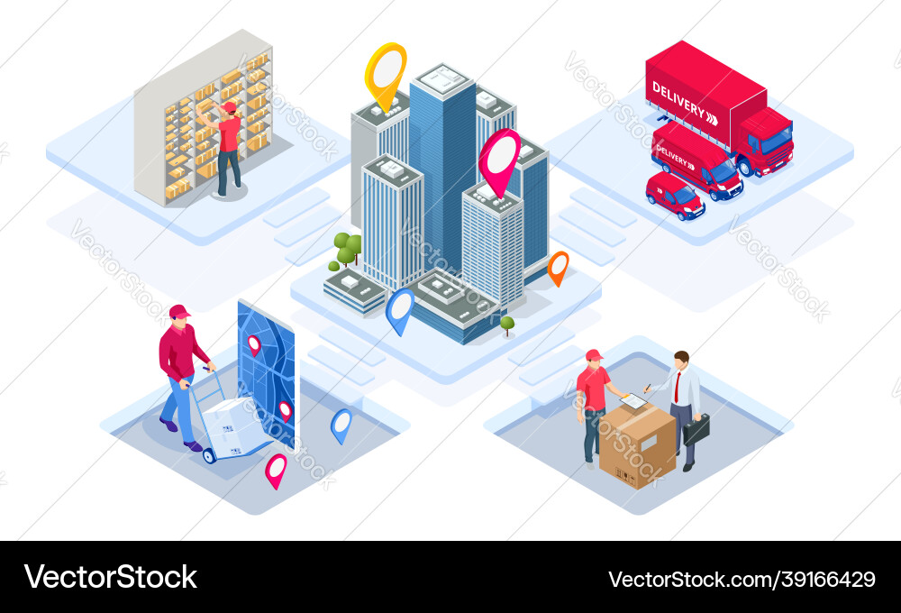 Global logistics network isometric Royalty Free Vector Image