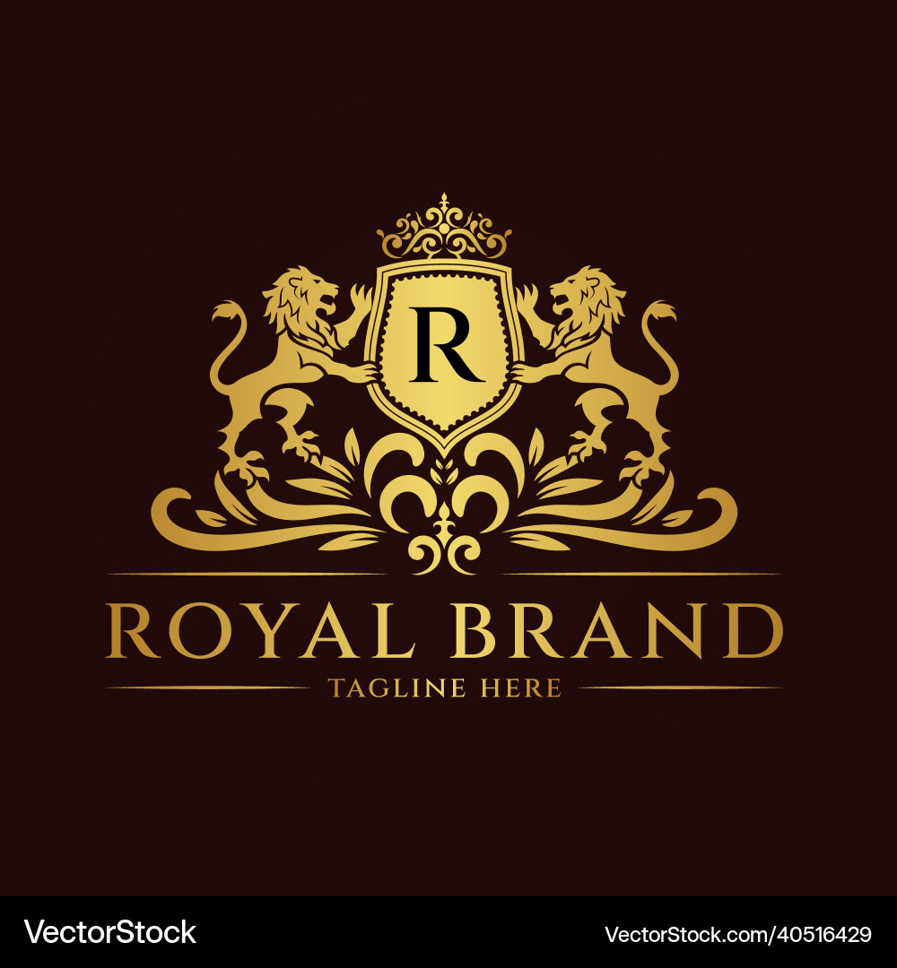 Heraldry lion brand logo design Royalty Free Vector Image
