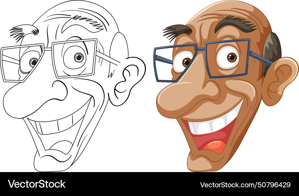 Two cartoon faces showing different expressions Vector Image