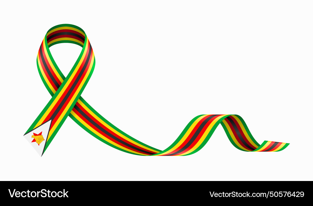 Zimbabwean flag stripe ribbon wavy background Vector Image