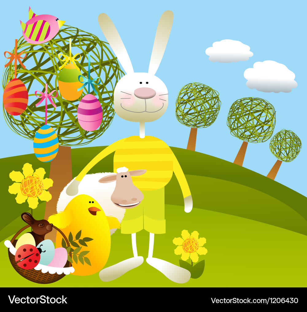 Cartoon easter background Royalty Free Vector Image