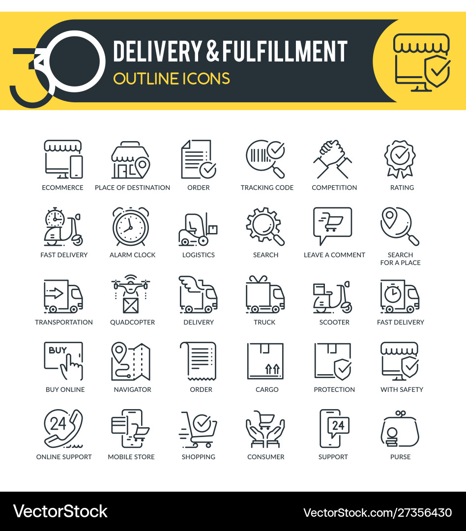 Delivery outline icons Royalty Free Vector Image