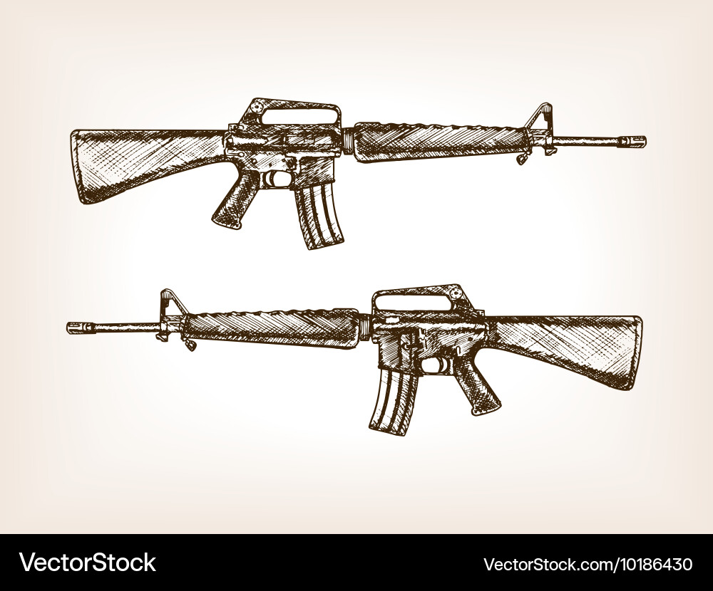 Hand-Drawn Rifle Sketch Royalty Free Vector Image