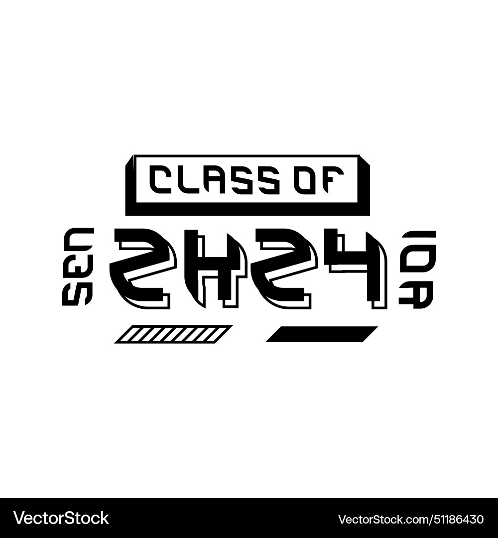 Hand drawn text class of 2024 art Royalty Free Vector Image