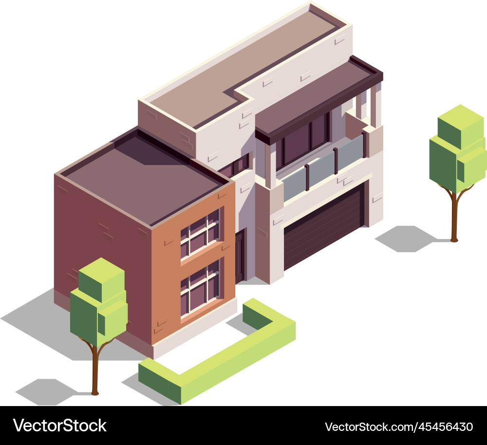 Isometric suburban building Royalty Free Vector Image