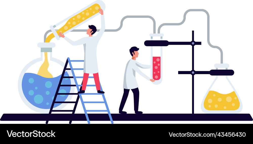 Lab workers tubes composition Royalty Free Vector Image