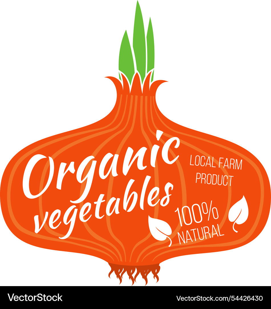 Organic vegetables emblem in onion shape local Vector Image