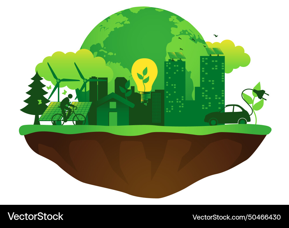 Sustainability and eco friendly earth Royalty Free Vector