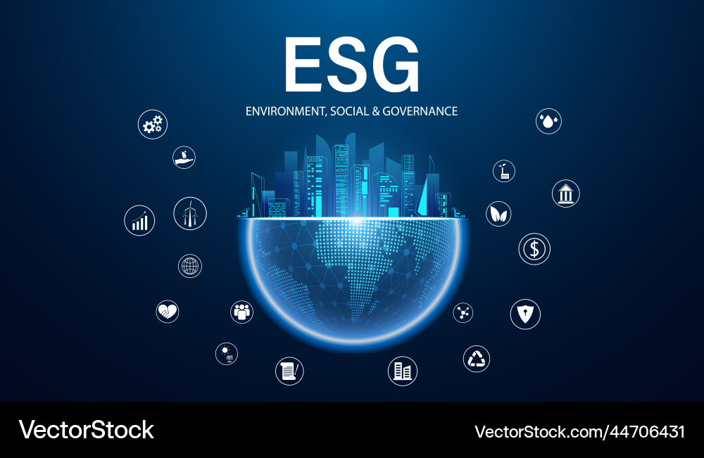 Abstract esg world with icon concept sustainable Vector Image