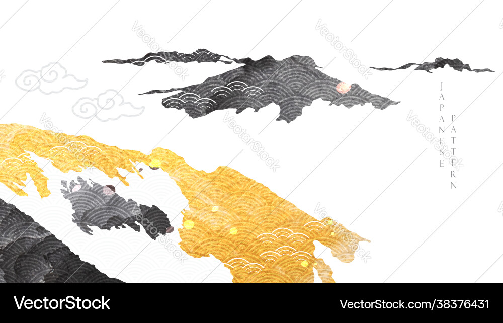 Abstract landscape with japanese wave pattern Vector Image