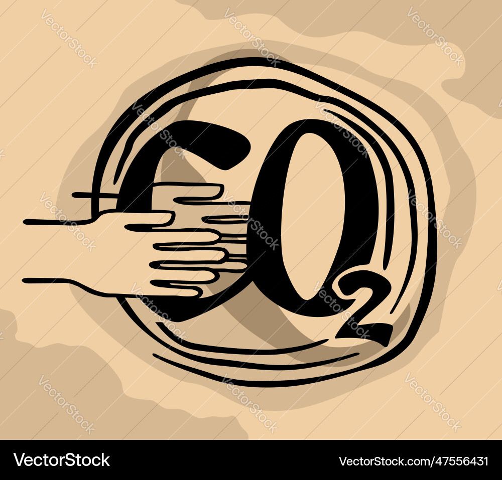 Co2 neutral strategy - carbon capture drawing Vector Image