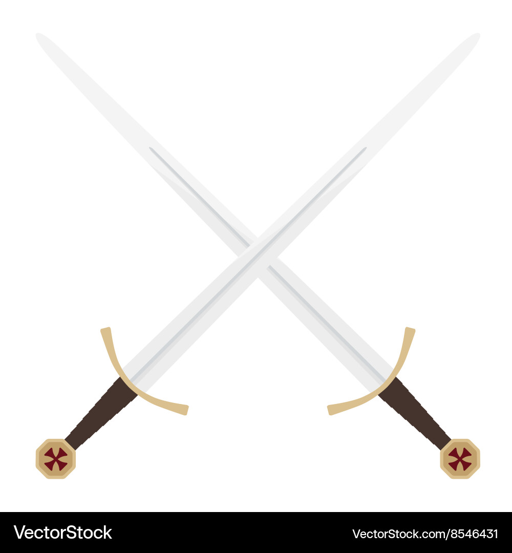 Crossed templar swords Royalty Free Vector Image
