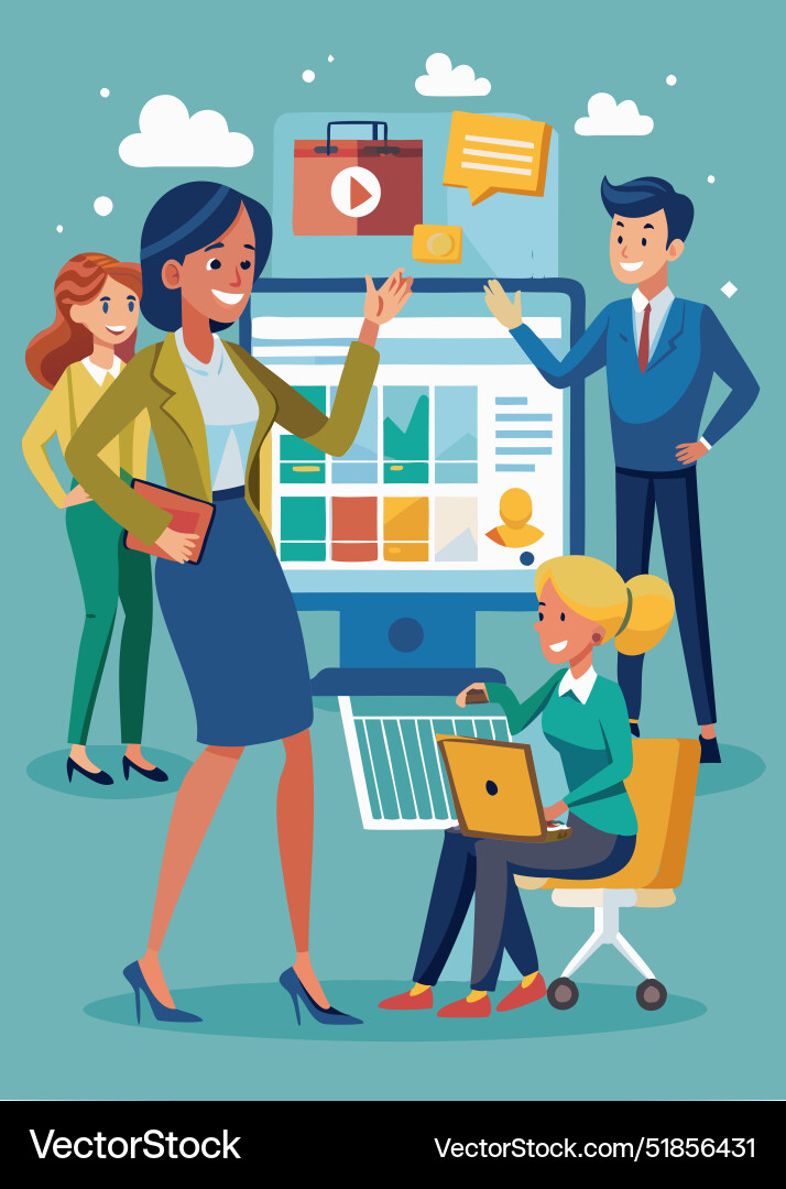 Digital business launch team collaboration Vector Image