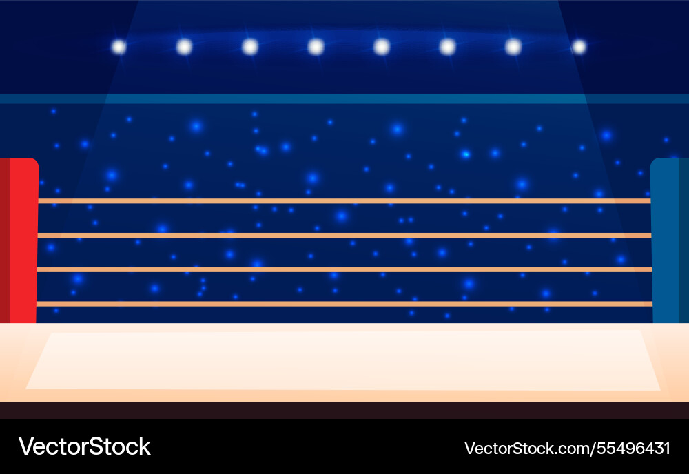 Empty boxing ring scene in flat style Royalty Free Vector