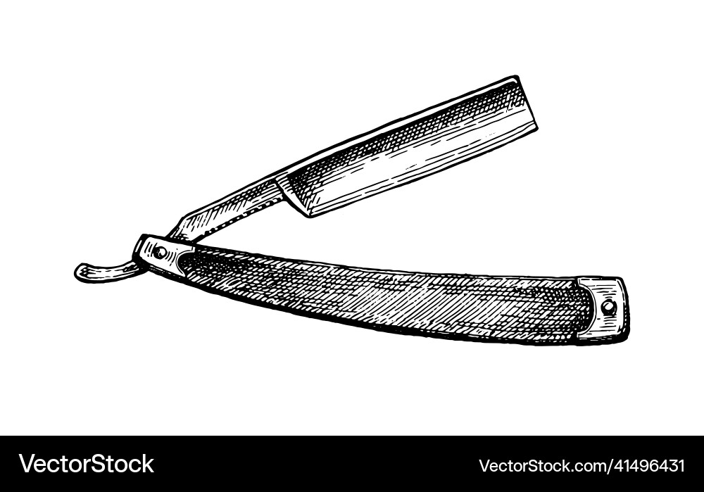 Folding straight razor ink sketch Royalty Free Vector Image