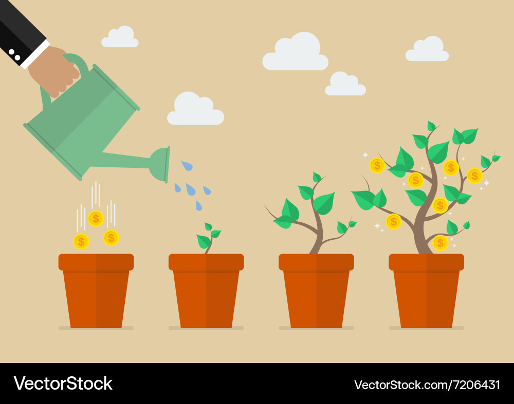Hand Watering Money Tree Royalty Free Vector Image