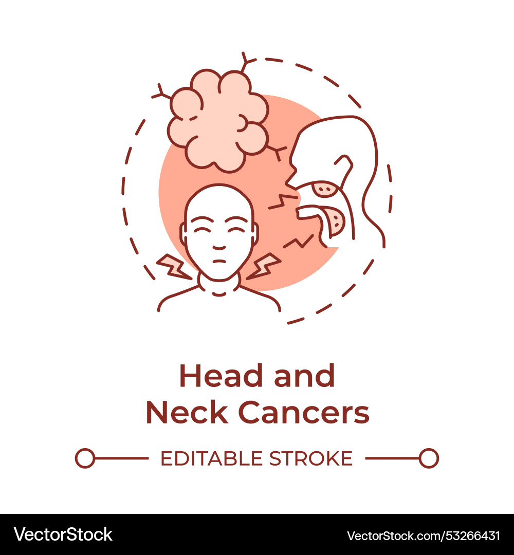 Head and neck cancer soft red concept icon Vector Image