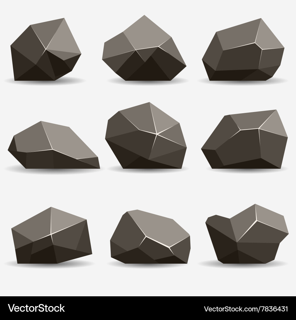 Isometric Rock and Stone Collection Royalty Free Vector