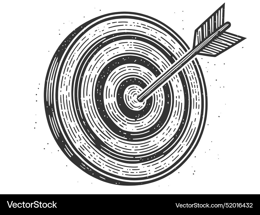 Arrow hitting bullseye target Royalty Free Vector Image