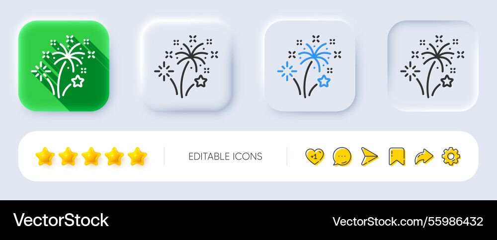 Fireworks line icon pyrotechnic salute sign Vector Image