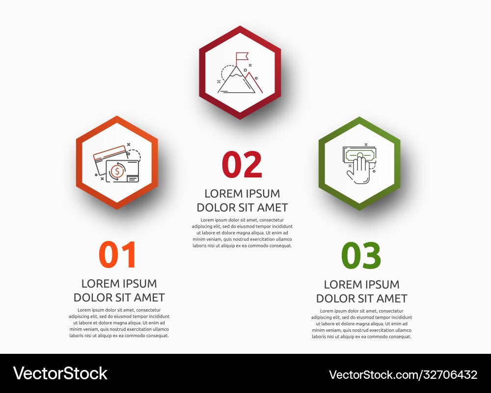 Infographic with 3 hexagons used for three Vector Image