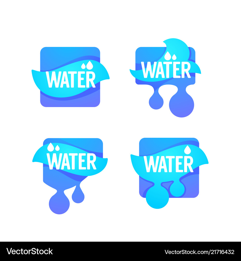 Natural spring water logo labels and stickers – Royalty-Free Vector ...