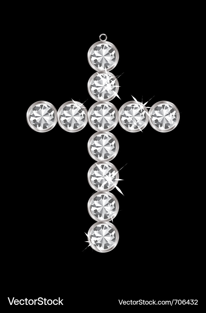 Silver diamond cross Royalty Free Vector Image